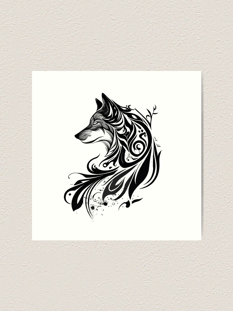 "Tribal Ink Wolf" Art Print for Sale by ShadowAndSlate | Redbubble