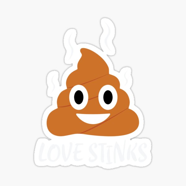 "Love Stinks Poop Emoji Emoticon Valentine's Day " Sticker for Sale by ...