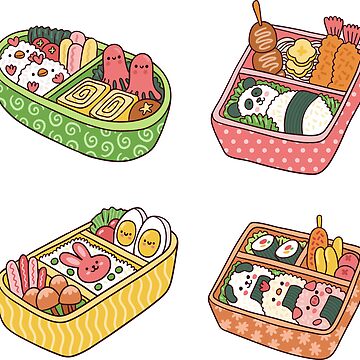 "Cute Bento Box Sticker Pack" Sticker for Sale by jeiddesigns | Redbubble