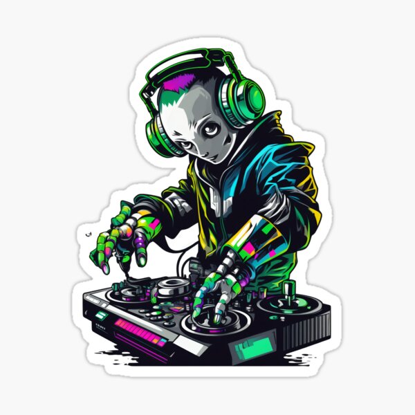 "DJ Mascot" Sticker for Sale by flowinglobe | Redbubble