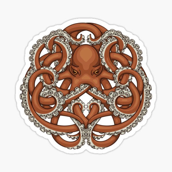 "Octopus Emblem Red" Sticker by JadaFitch | Redbubble
