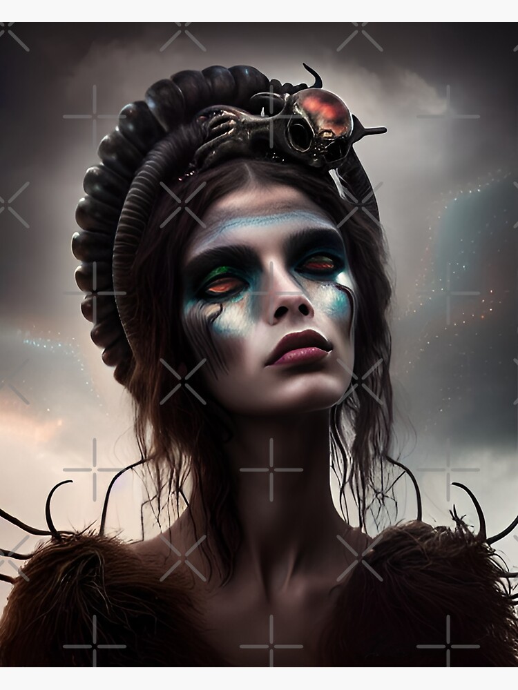 "Horror art portrait of a dark gothic witch." Sticker for Sale by ...