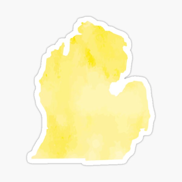 "Yellow Watercolor Michigan" Sticker by kevgib | Redbubble