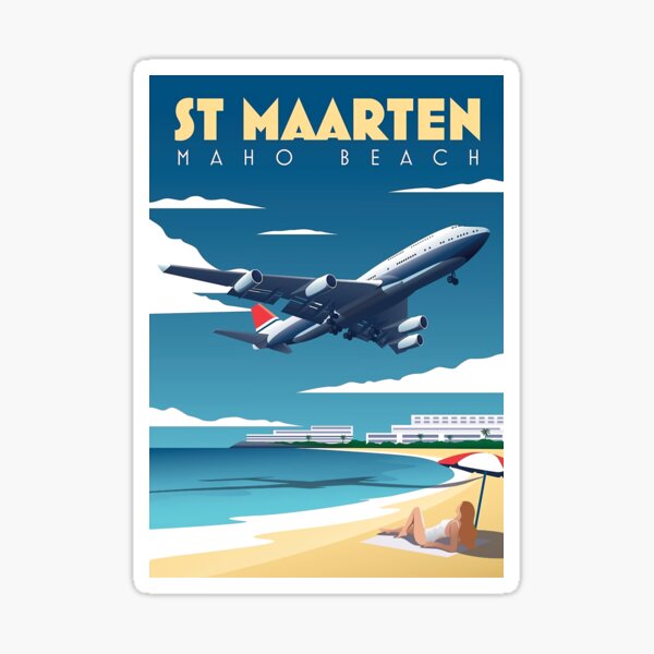 "Maho Beach" Sticker for Sale by mollerflorian | Redbubble