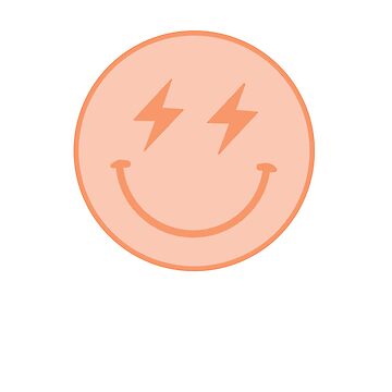 "Peach Lightning Bolt Smiley Face " Sticker for Sale by EmeryJH | Redbubble