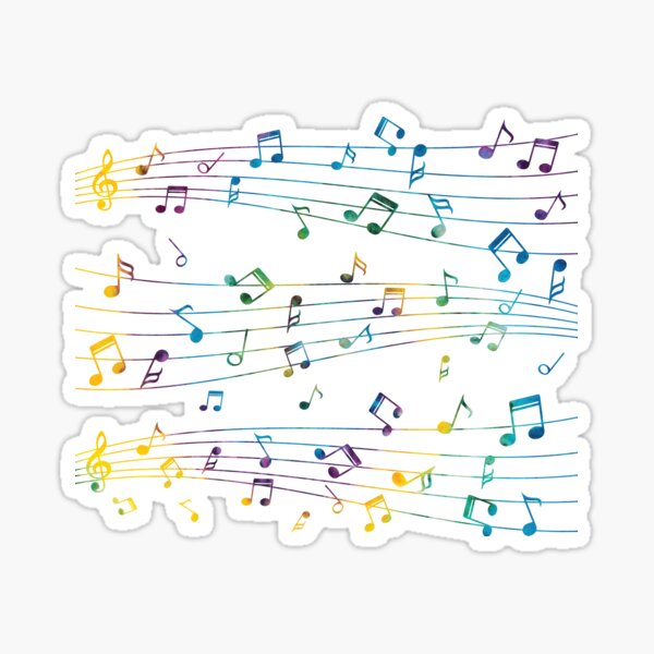 "Colorful Tie Dye Music Notes On A Staff" Sticker for Sale by ...