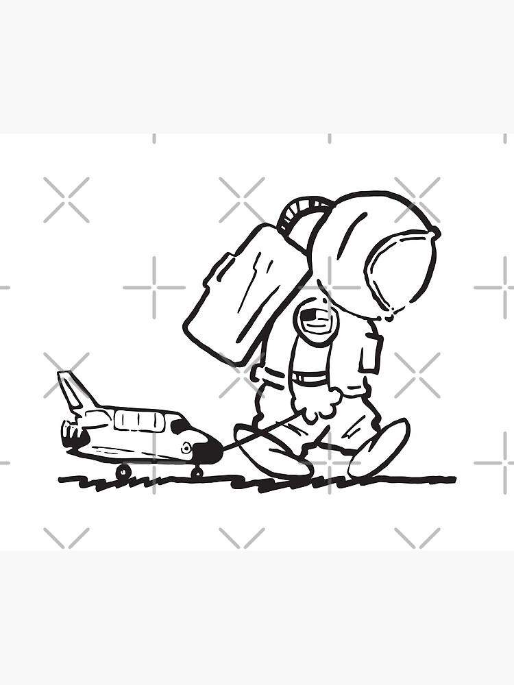 "Sad astronaut pulling space shuttle" Art Print for Sale by orinemaster ...