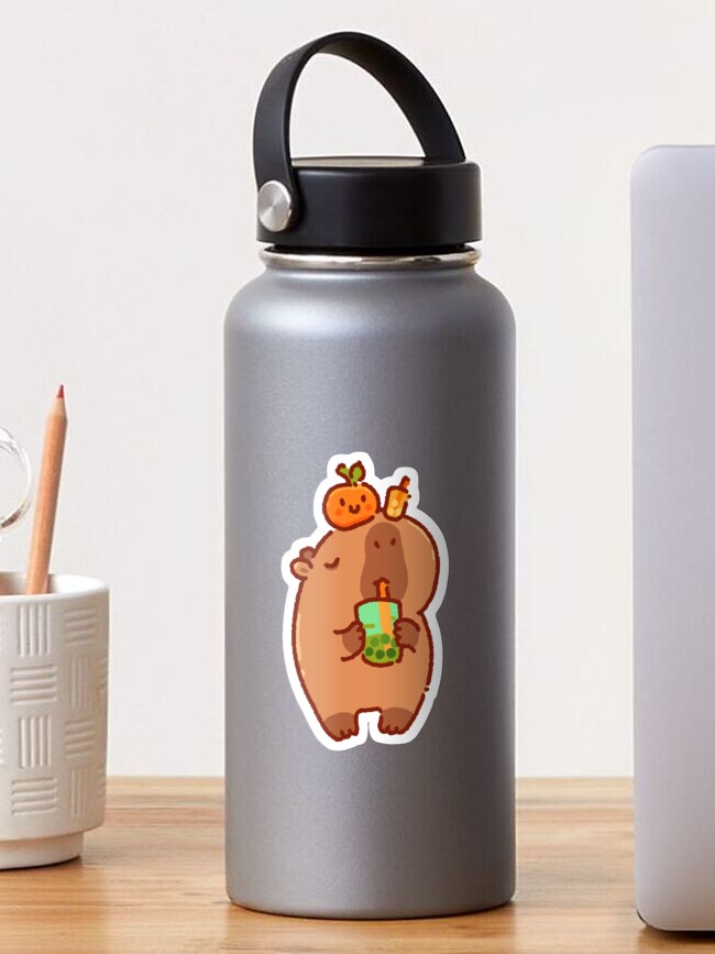"Capybara drinking boba, funny capybara illustration, cute cartoon ...