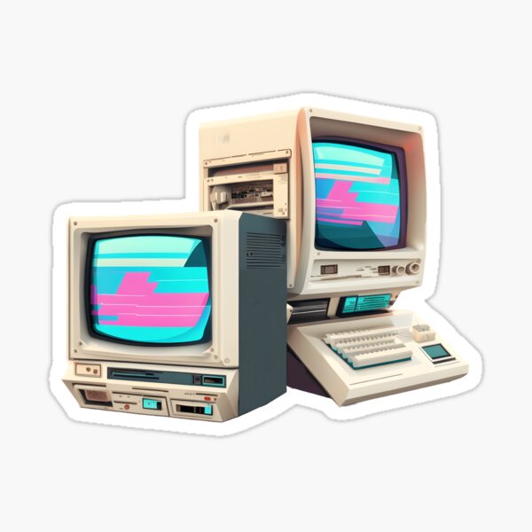 "Vintage Cyberpunk Sticker | Retrofuturistic CRT Monitor Art" Sticker ...