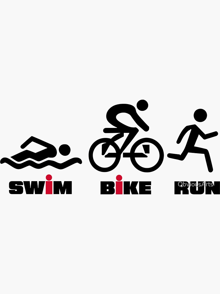 "Swim bike run triathlon design" Sticker for Sale by ObviousArts ...