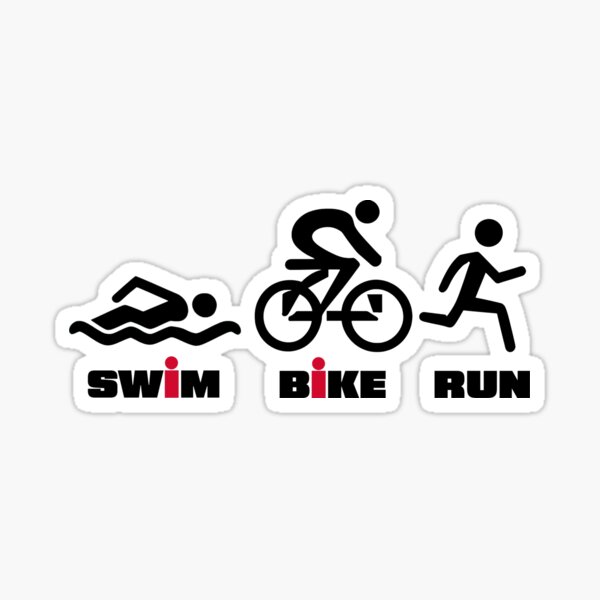 "Swim bike run triathlon design" Sticker for Sale by ObviousArts ...