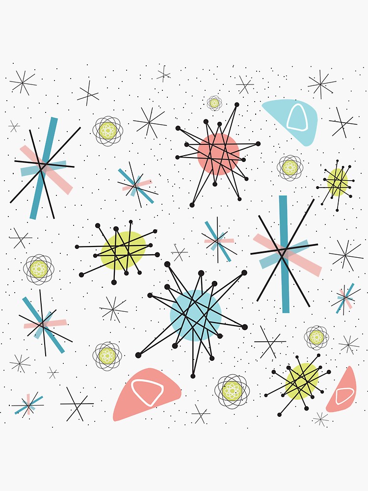 "1950s Atomic Pattern (TRANSPARENT)" Sticker for Sale by olivialyonss ...