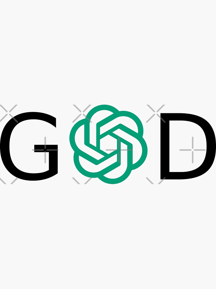"chat gpt god white edition" Sticker by yourgeekside | Redbubble