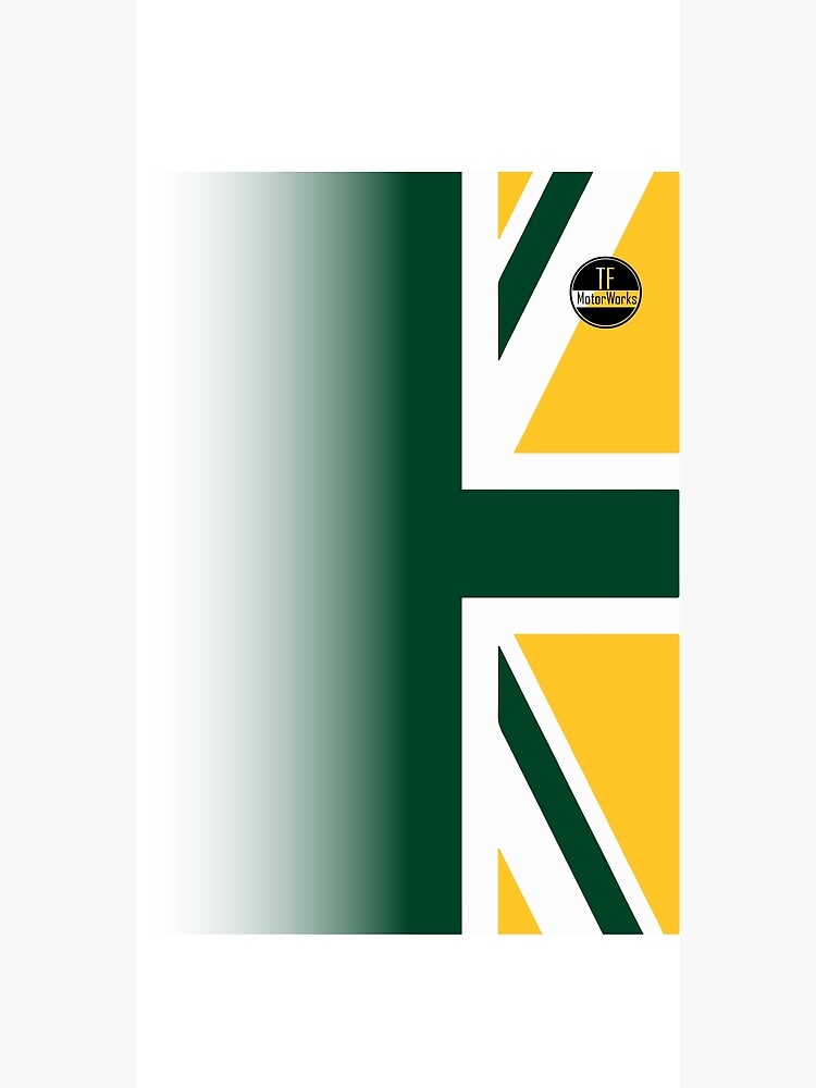 "British racing green UK flag with logo" Poster by tfmotorworks | Redbubble