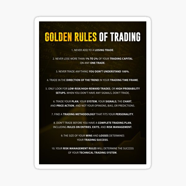 "Golden Rules Of Trading Print Forex Stock Market Financial NASDAQ Day ...