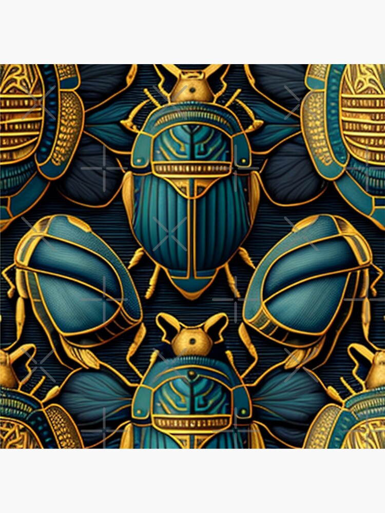 " Egyptian Scarab Royal Beetle Fabric Textile Pattern" Sticker for Sale ...