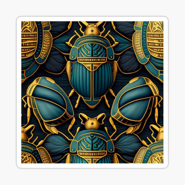 " Egyptian Scarab Royal Beetle Fabric Textile Pattern" Sticker for Sale ...
