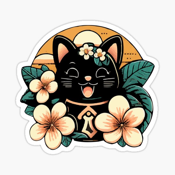 "Midnight Hawaii Cat" Sticker for Sale by bgep | Redbubble