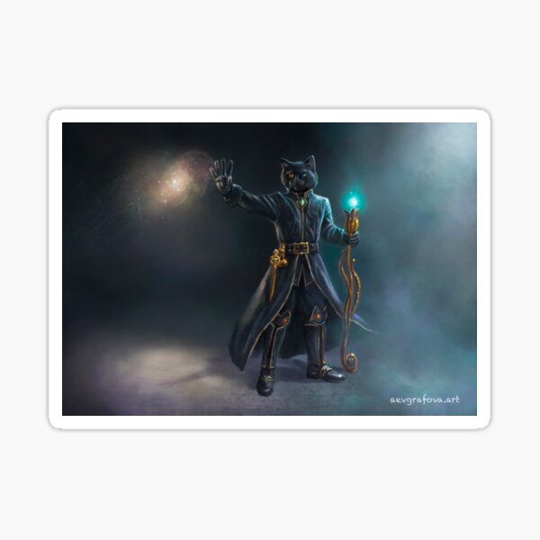 "Black Magic Cat" Sticker for Sale by Anastasia Evgrafova | Redbubble