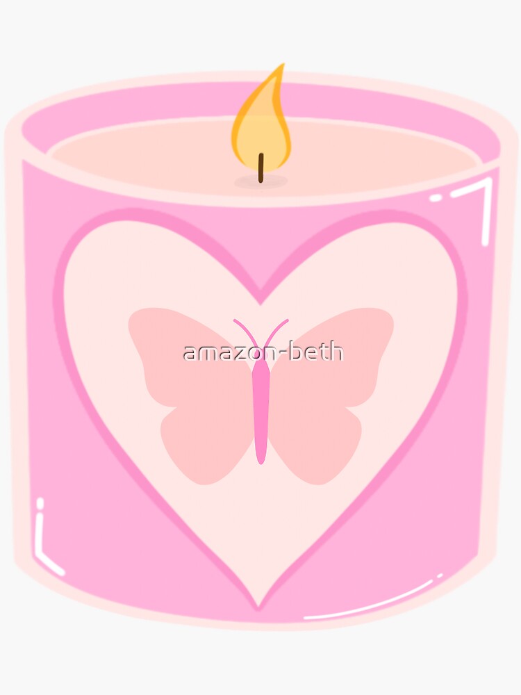 "Cute pink candle with butterfly " Sticker for Sale by amazon-beth ...
