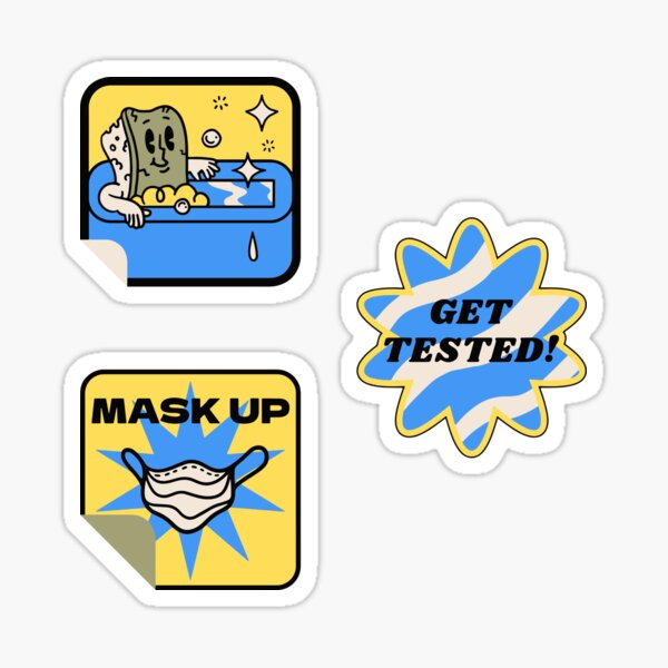 "Mask up & Get Tested" Sticker for Sale by blue-koala | Redbubble