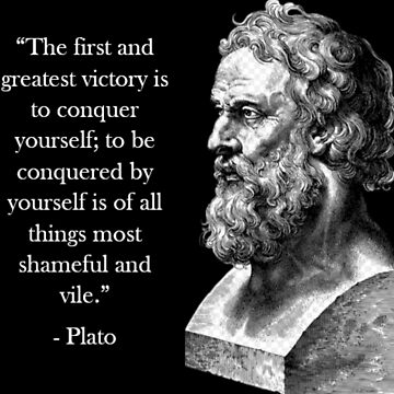 "Plato Quote - Conquer Yourself" Poster for Sale by Reed-Inc | Redbubble
