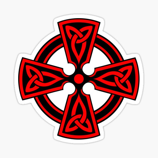 "Ornamental Black and Red Celtic Cross" Sticker for Sale by pdgraphics ...