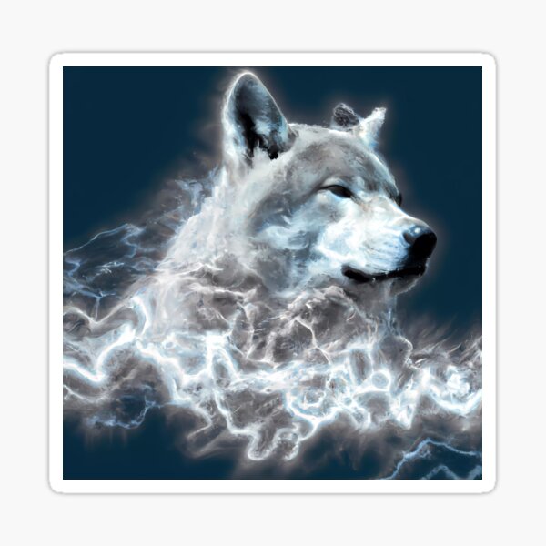 "Wolf with lightning" Sticker by Helleradi | Redbubble