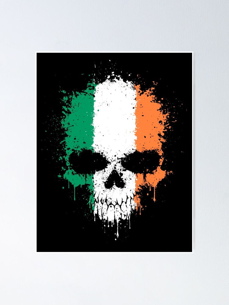 "Chaotic Irish Flag Splatter Skull" Poster for Sale by JeffBartels ...