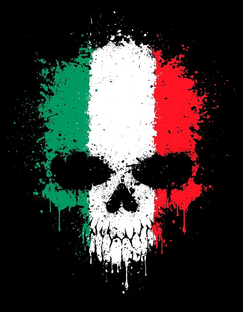 "Chaotic Italian Flag Splatter Skull" by jeff bartels | Redbubble
