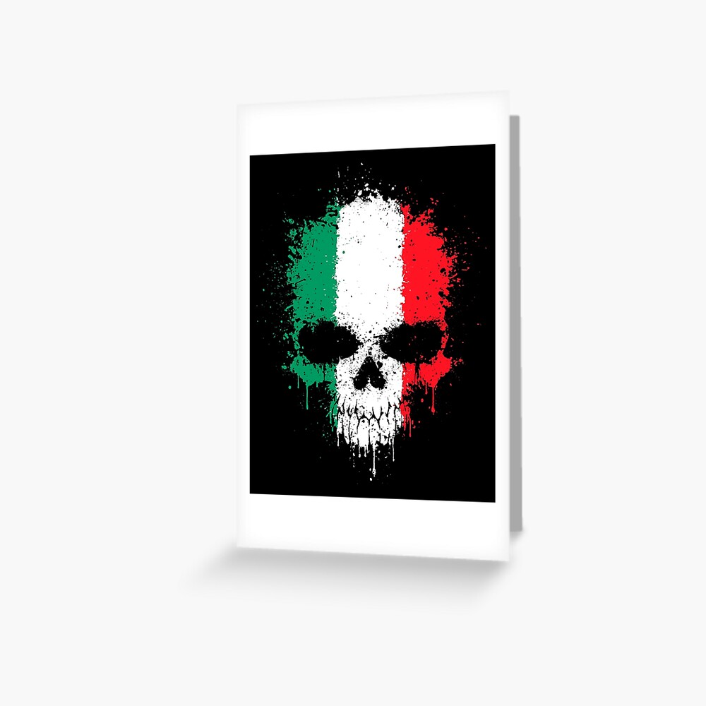 "Chaotic Italian Flag Splatter Skull" Greeting Card for Sale by ...