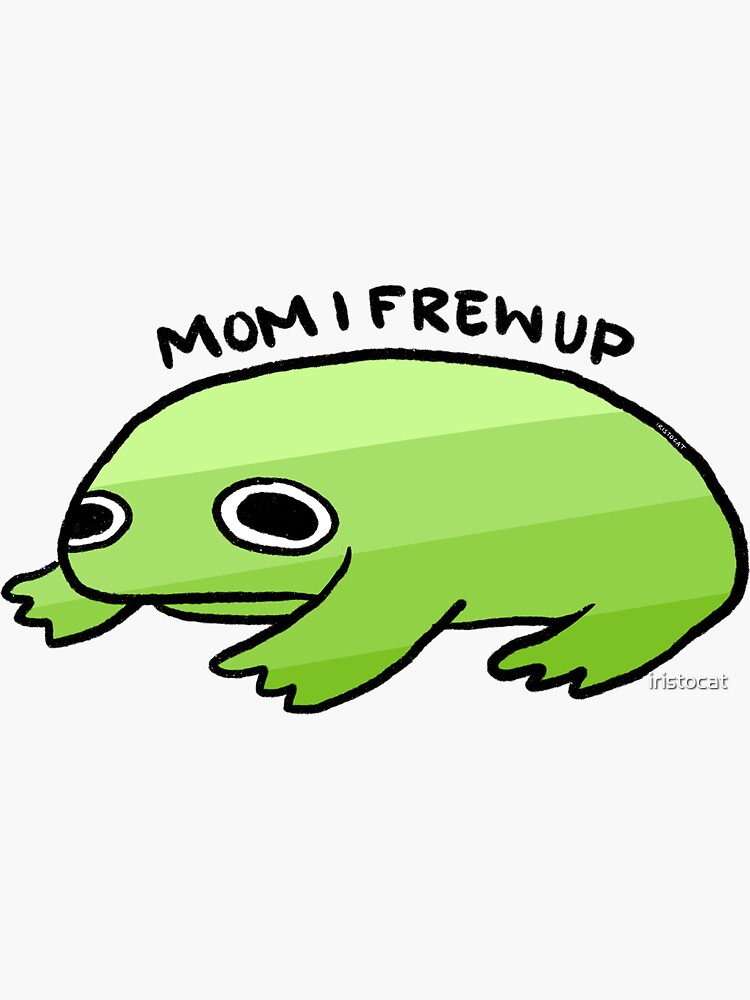 "Mom I Frew Up | Cute Green Gradient Frog, Frog Sticker, Funny Frog Art ...