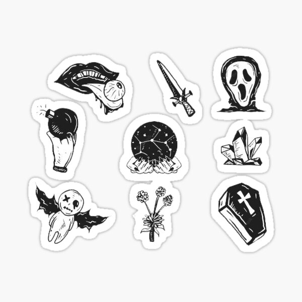 "Black and white aesthetic alternative emo stickers" Sticker for Sale ...