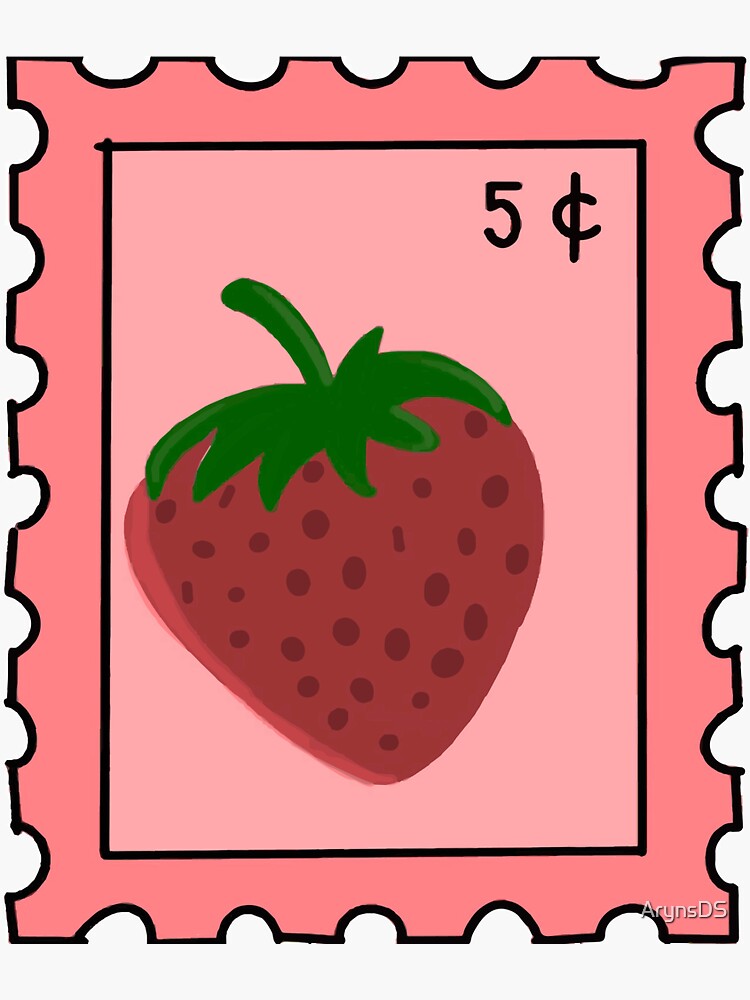 "Strawberry Stamp" Sticker for Sale by ArynsDS | Redbubble