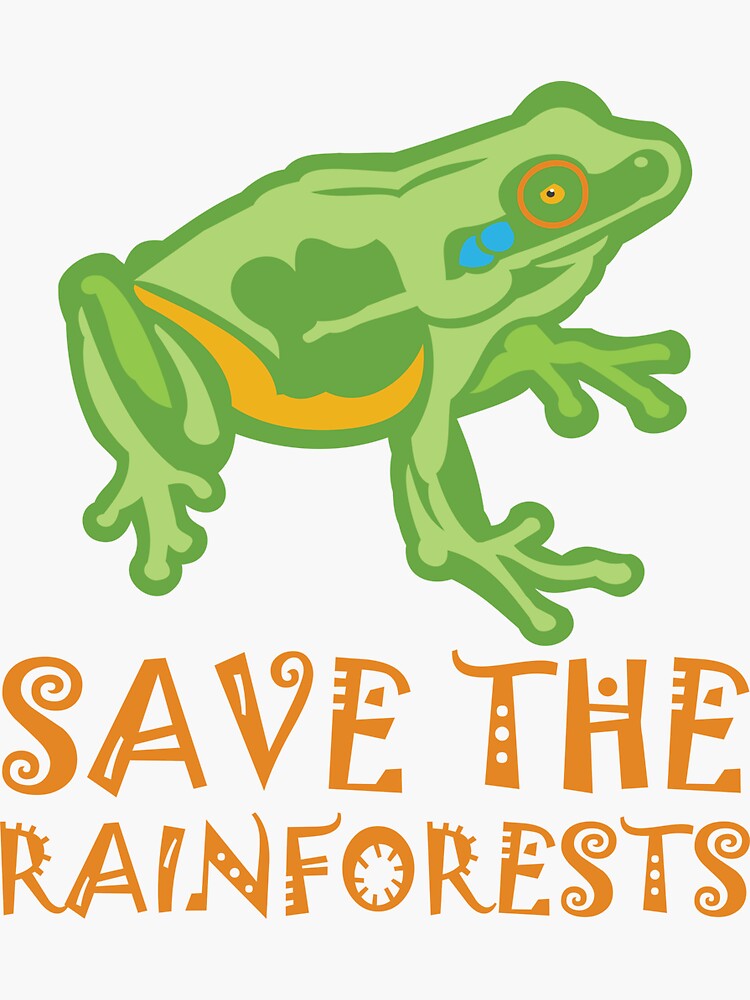 "Save the Rainforests Tree Frog" Sticker for Sale by evisionarts ...