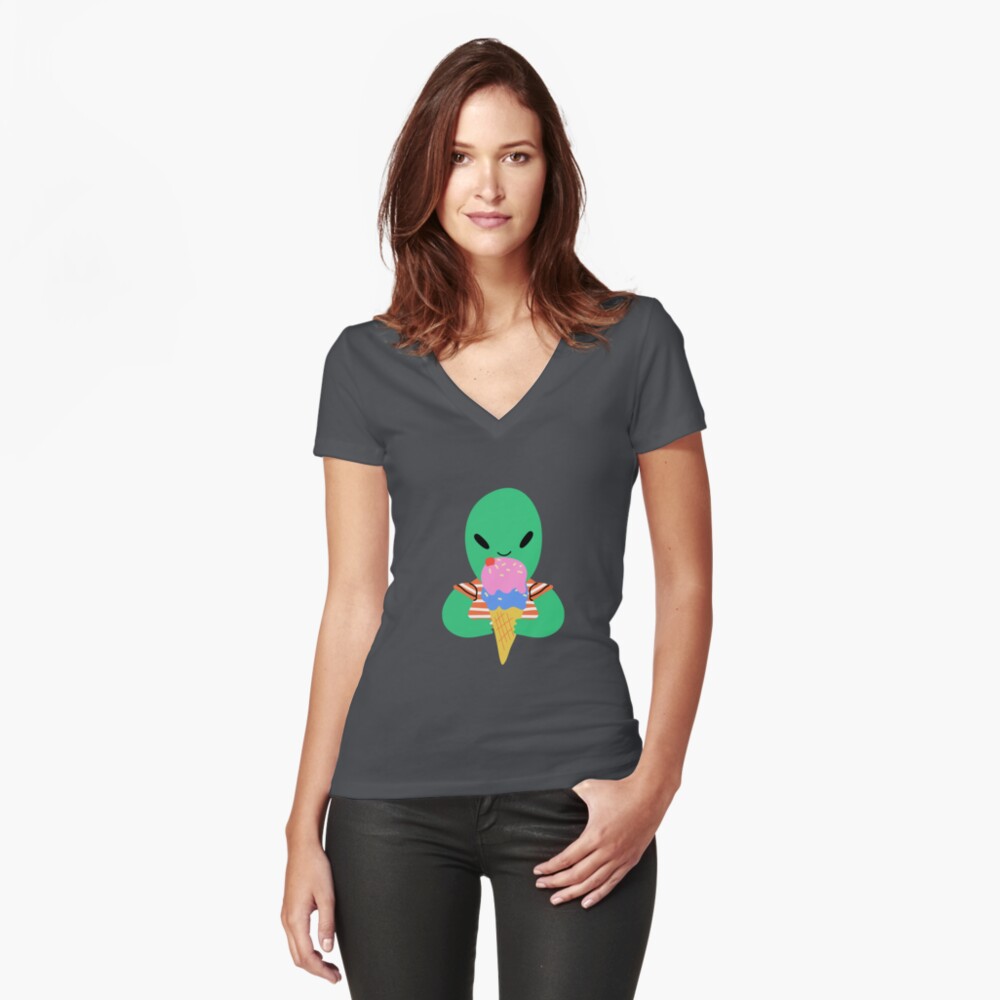 "A green alien eats ice cream" Essential T-Shirt for Sale by Ichi-100 | Redbubble