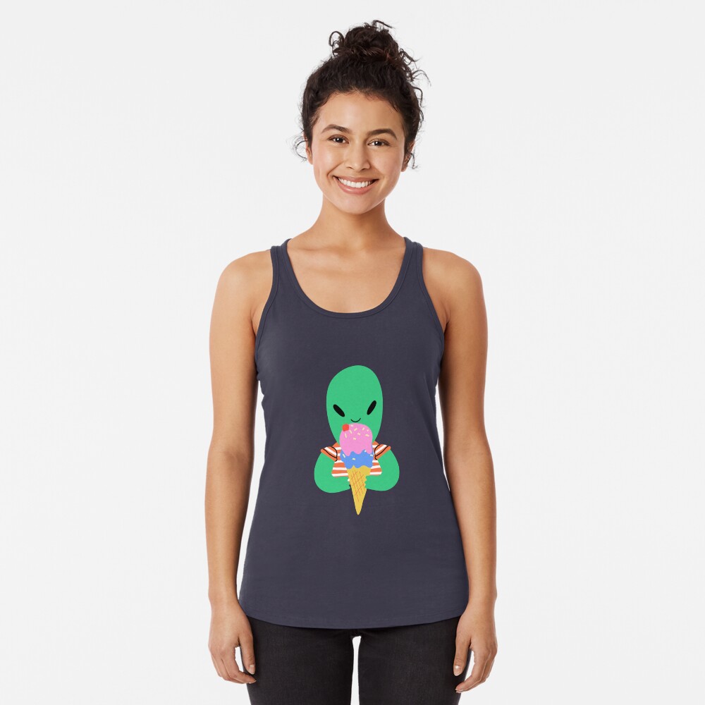 "A green alien eats ice cream" Essential T-Shirt for Sale by Ichi-100 | Redbubble