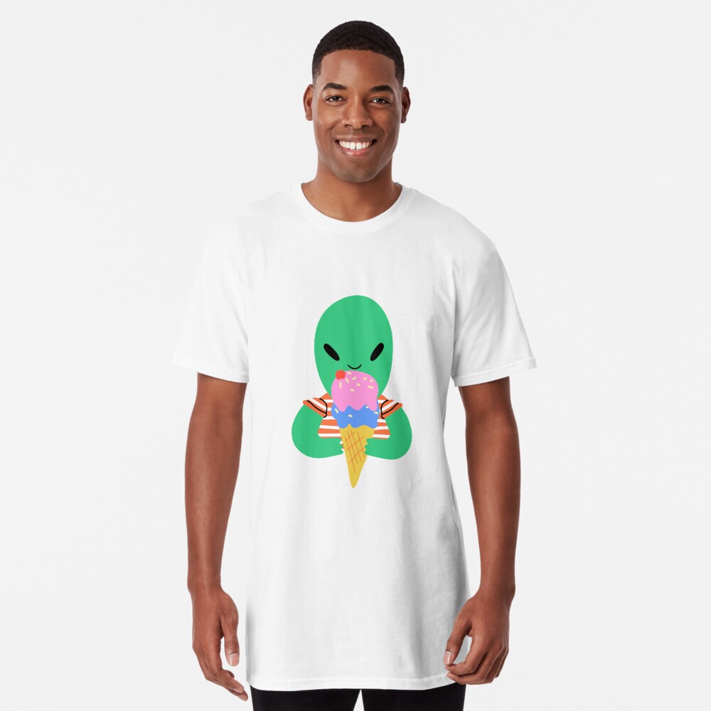 "A green alien eats ice cream" Sticker for Sale by Ichi-100 | Redbubble