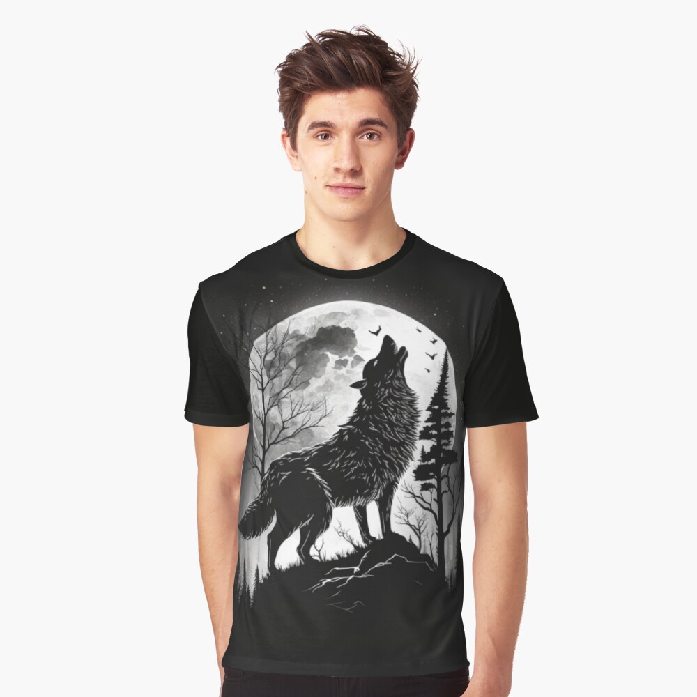 "Wolf howling at the moon Black and White" Art Board Print for Sale by ...