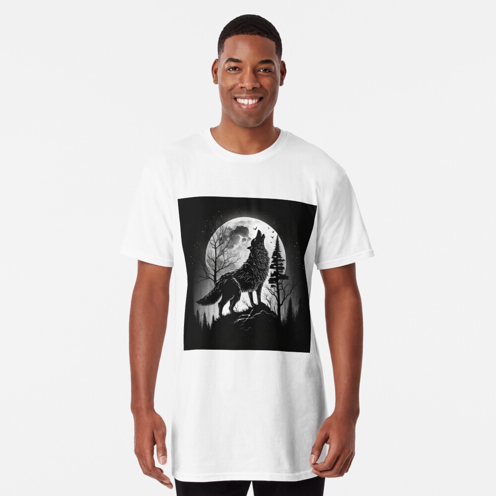 "Wolf howling at the moon Black and White" Art Board Print for Sale by ...