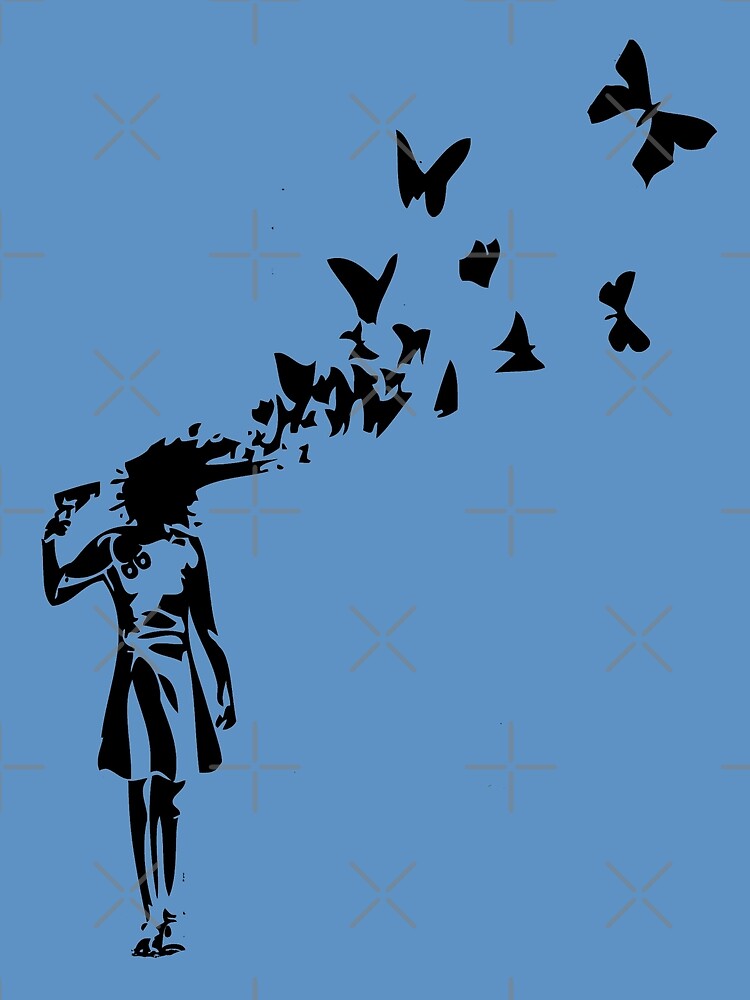 Lámina fotográfica for Sale con la obra «Banksy mariposa niña» de belugastore | Redbubble