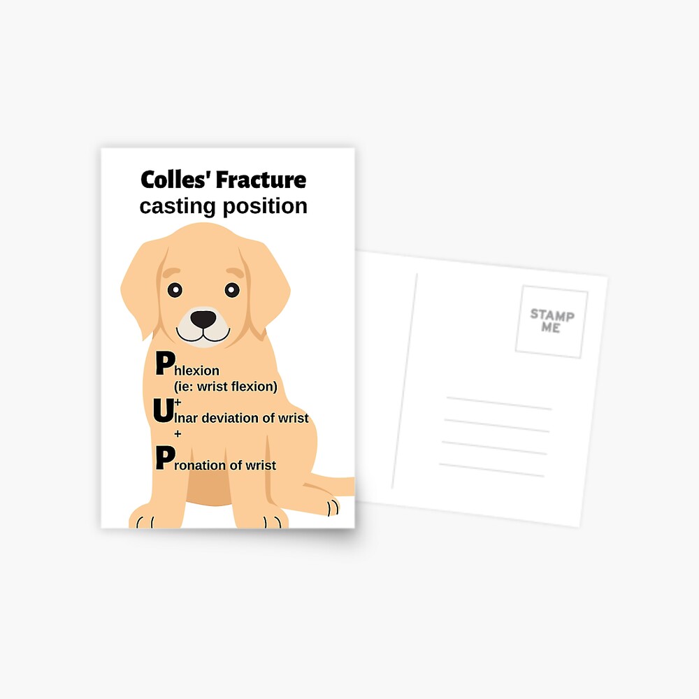 "Colles Fracture Casting Position Mnemonic: PUP" Poster for Sale by ...