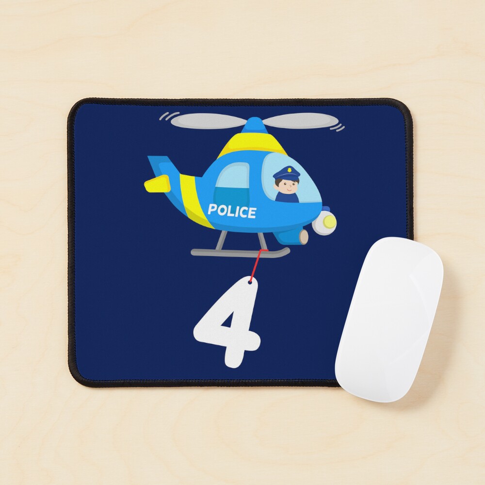 "Police Helicopter with Cop 4th Birthday Design" Sticker for Sale by ...
