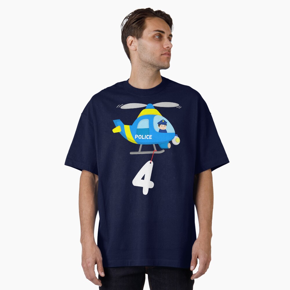 "Police Helicopter with Cop 4th Birthday Design" Sticker for Sale by ...