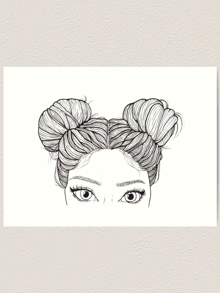 "Bun Girl Tumblr Outline" Art Print by ArtsyFeebs | Redbubble
