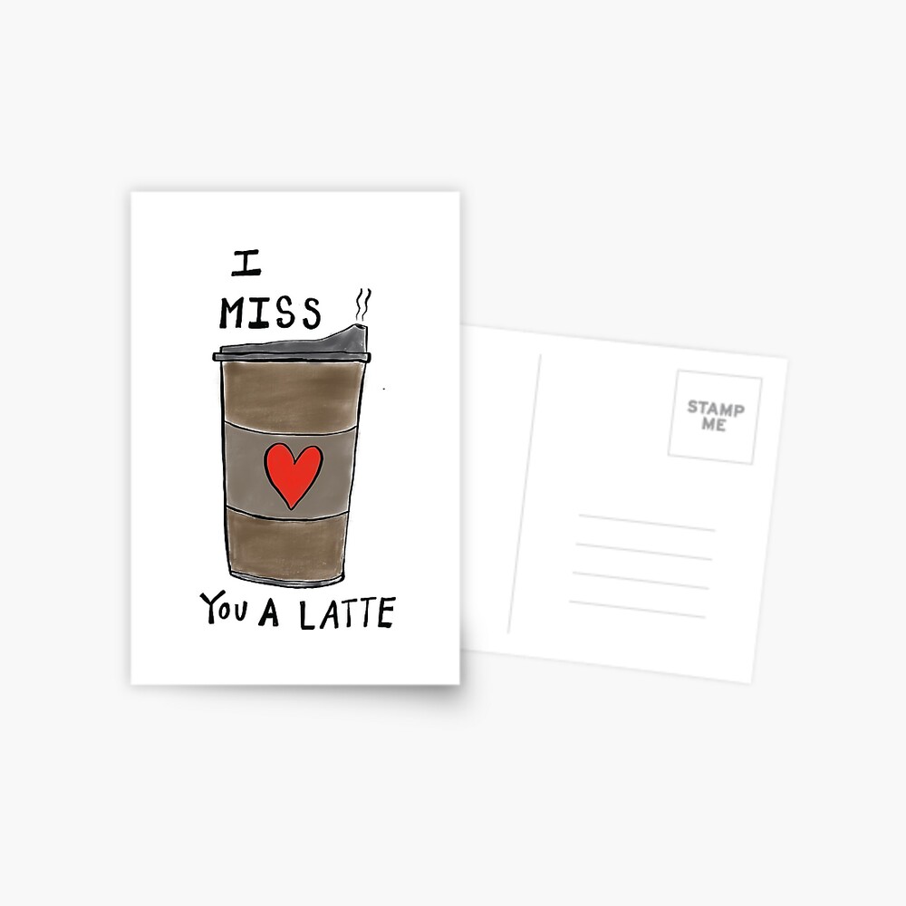 "I Miss You Card, I Miss You A Latte, Cute Missing You Card" Greeting ...