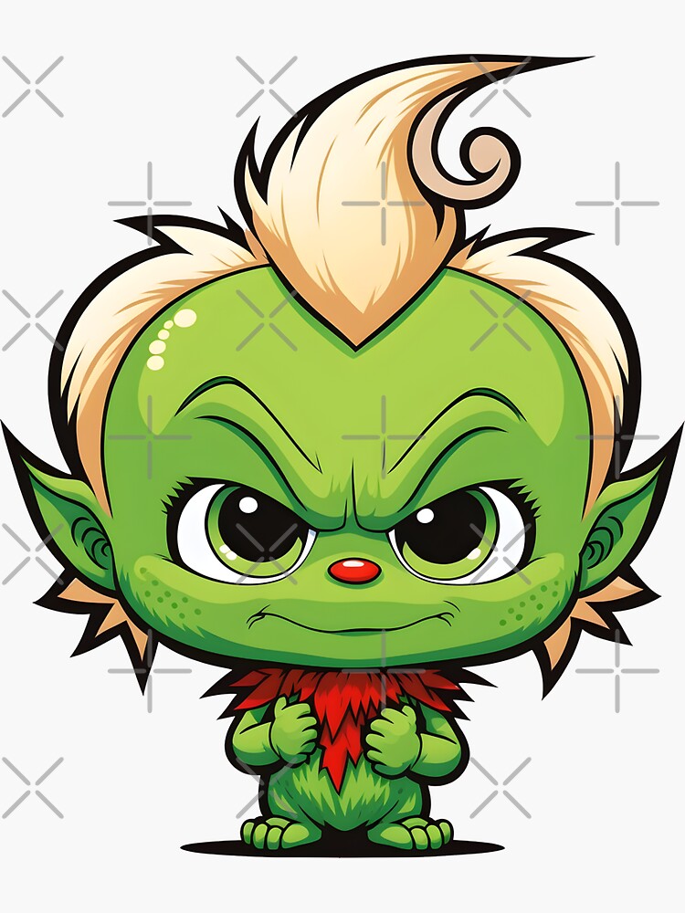 "Cute Angry Grinch" Sticker for Sale by Ou-SunShine | Redbubble