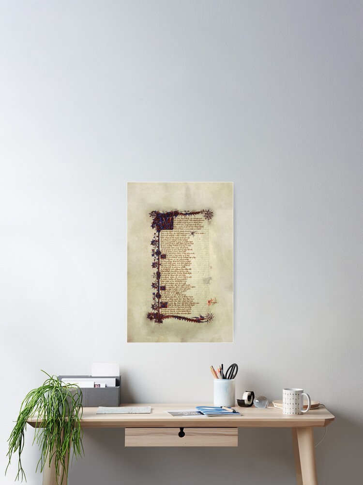 "Ellesmere Chaucer - Canterbury Tales General Prologue" Poster for Sale ...