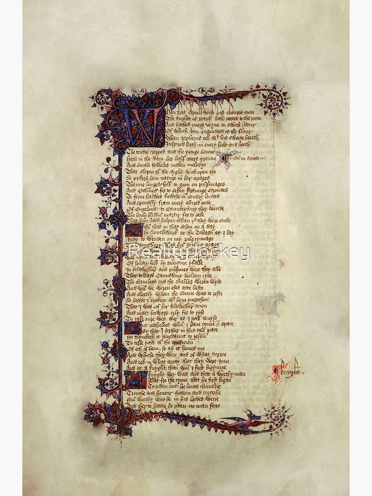 "Ellesmere Chaucer - Canterbury Tales General Prologue" Poster for Sale ...
