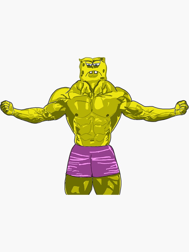 "Flexing time (Spongebob)" Sticker for Sale by Artbypap | Redbubble